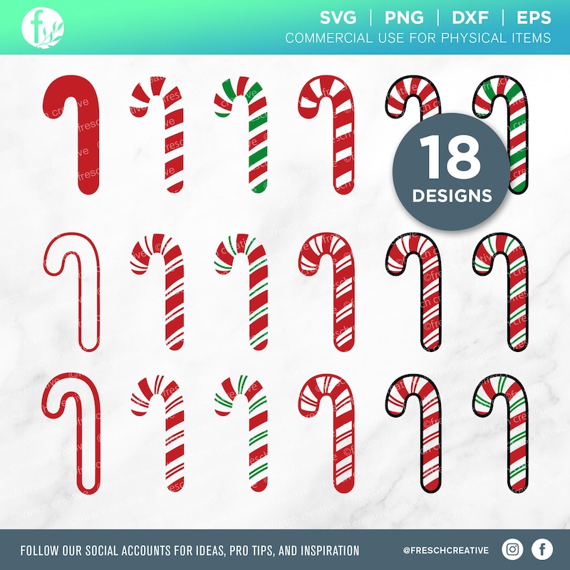 Candy Cane Svg - Etsy