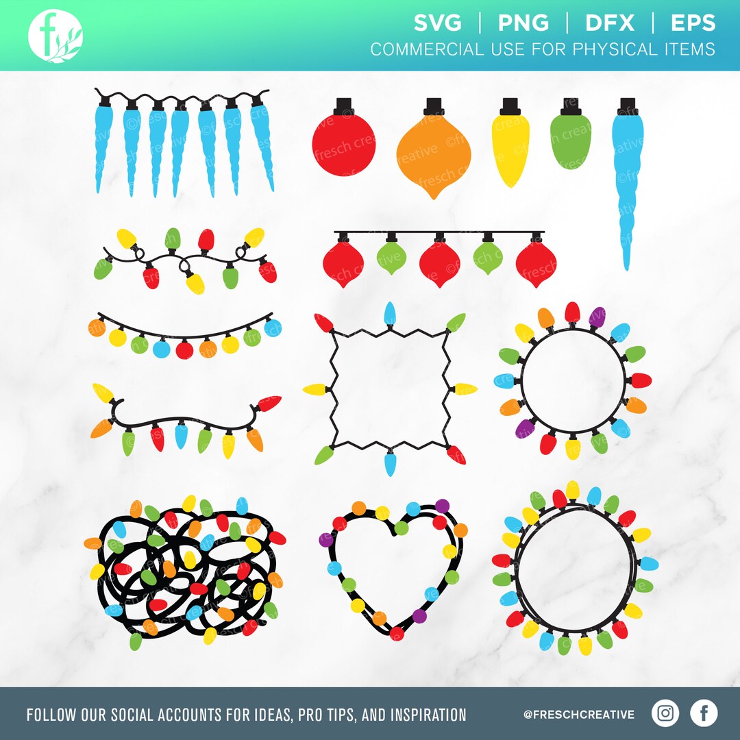 Tangled Christmas Lights SVG Cut File, Christmas Light Bundle, String ...