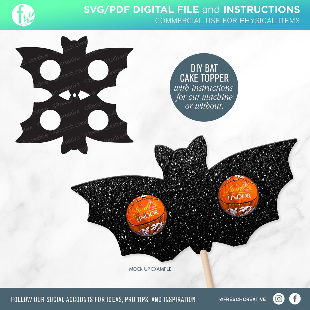 Bat Cake Topper SVG: Halloween Lindt Chocolate Holder (digital File ...