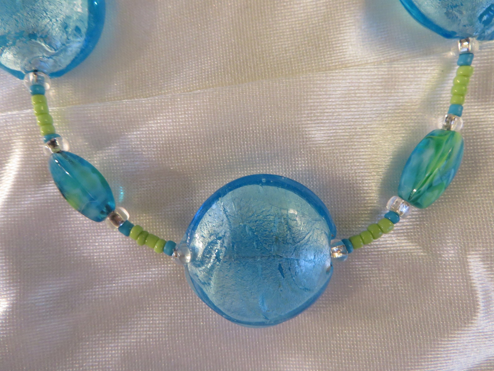 Shiny Light Blue Accent Bead Neckless With Smaller Blue and - Etsy