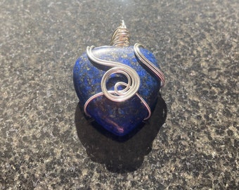 Lapis Heart Necklace Lapis and Diamonds Heart Pendant Heart - Etsy