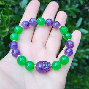 Feng Shui Pixiu Bracelet, Amethyst Pi Yao Chinese Dragon Beaded ...