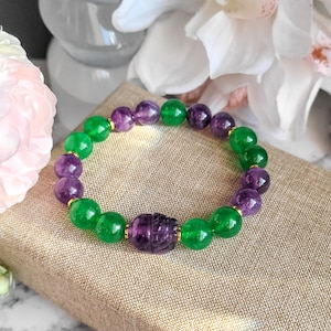 Feng Shui Pixiu Bracelet, Amethyst Pi Yao Chinese Dragon Beaded ...