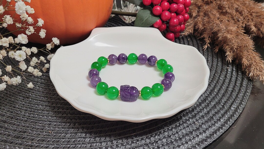 Feng Shui Pixiu Bracelet, Amethyst Pi Yao Chinese Dragon Beaded ...