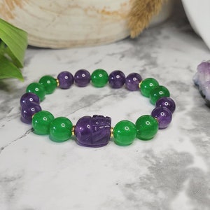 Feng Shui Pixiu Bracelet, Amethyst Pi Yao Chinese Dragon Beaded ...