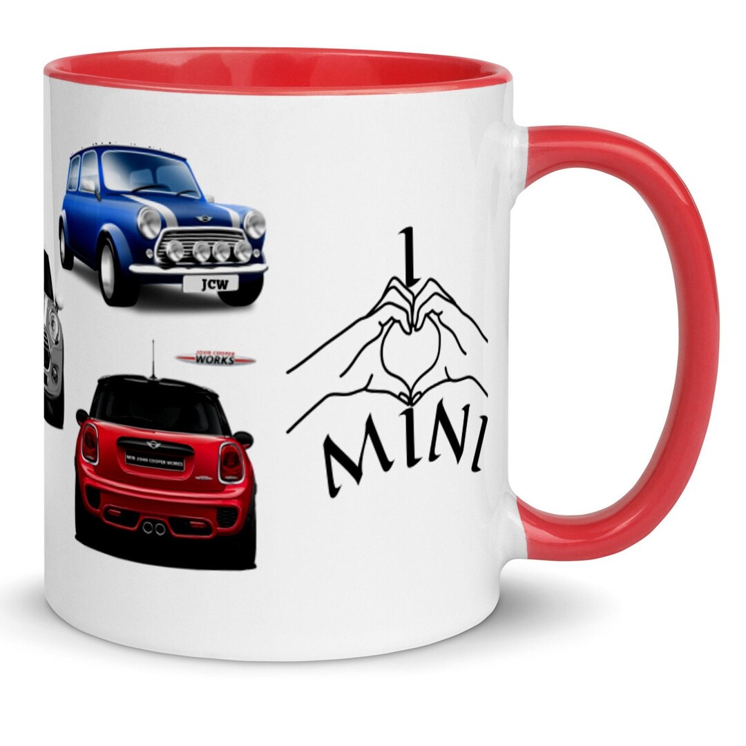 Coffee Mug With Colour Inside and Mini Cooper Tribute Print on the ...
