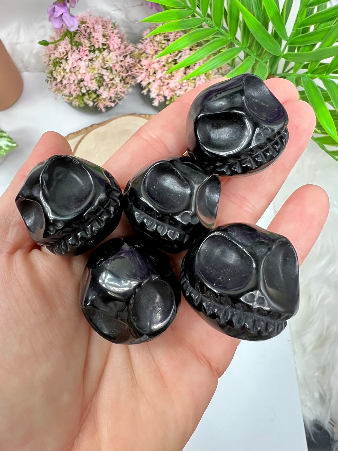 Skull Obsidian Carvings Smiling Obsidian Skulls 1 Crystal - Etsy