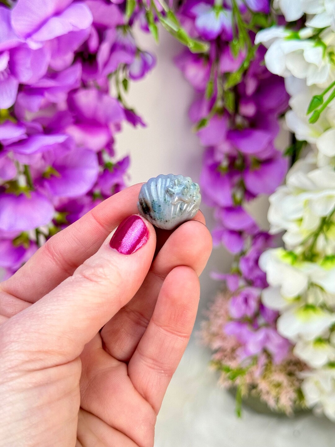 Mini Ocean Jasper Shell With Star Carving Ocean Jasper Carving Sea ...