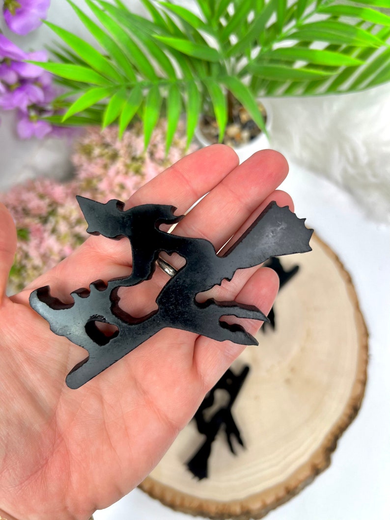 Obsidian Witch on Broom Carving Obsidian Carving Crystal - Etsy