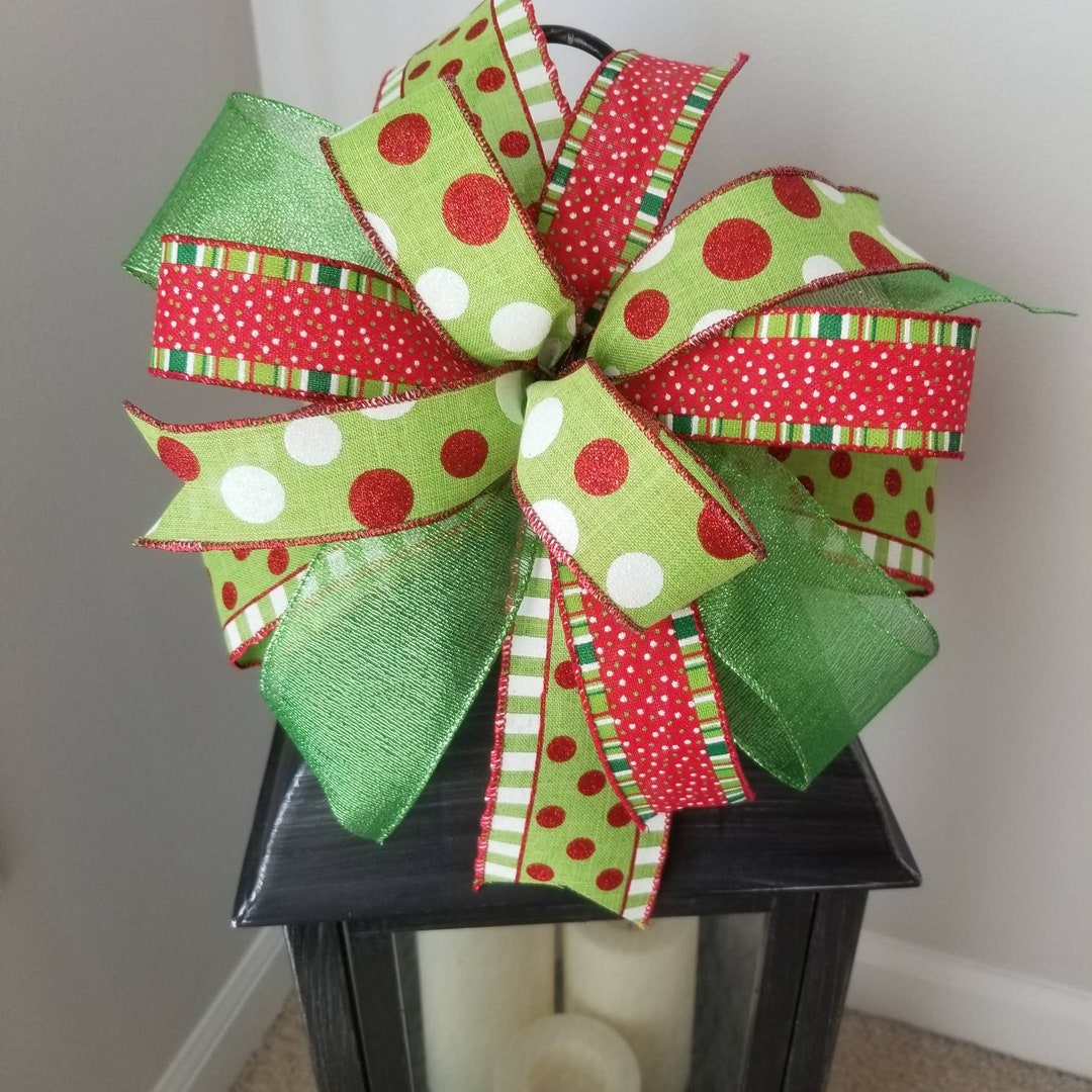 Red And Green Christmas Bow Wreath Bow Lantern Bow Christmas Tree