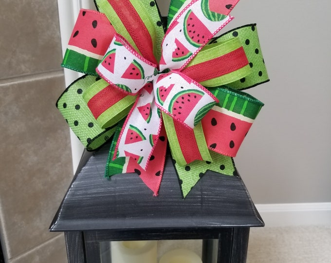 Watermelon Wreath Bow, Summer Wreath Bow, Lantern Bow, Door Hanger Bow ...