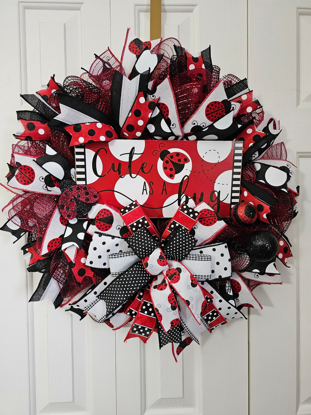 Ladybug Deco Mesh Wreath, Ladybug Wreath for Front Door, Summer Wreath ...
