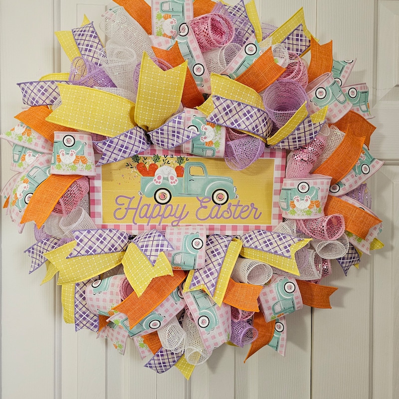 Easter Mesh Wreath - Etsy
