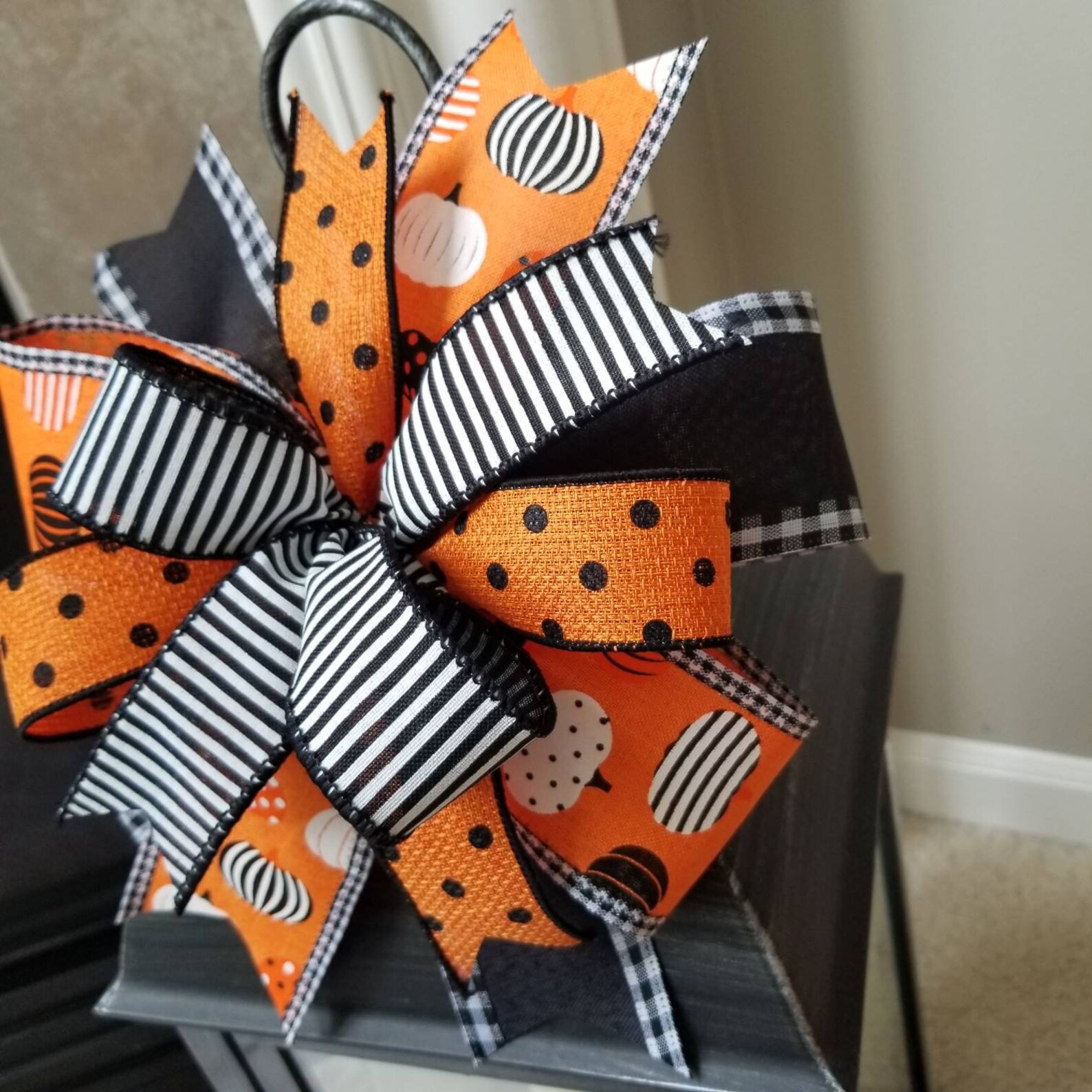 Halloween Bow for Wreath, Halloween Lantern Bow, Black and Orange Bow ...