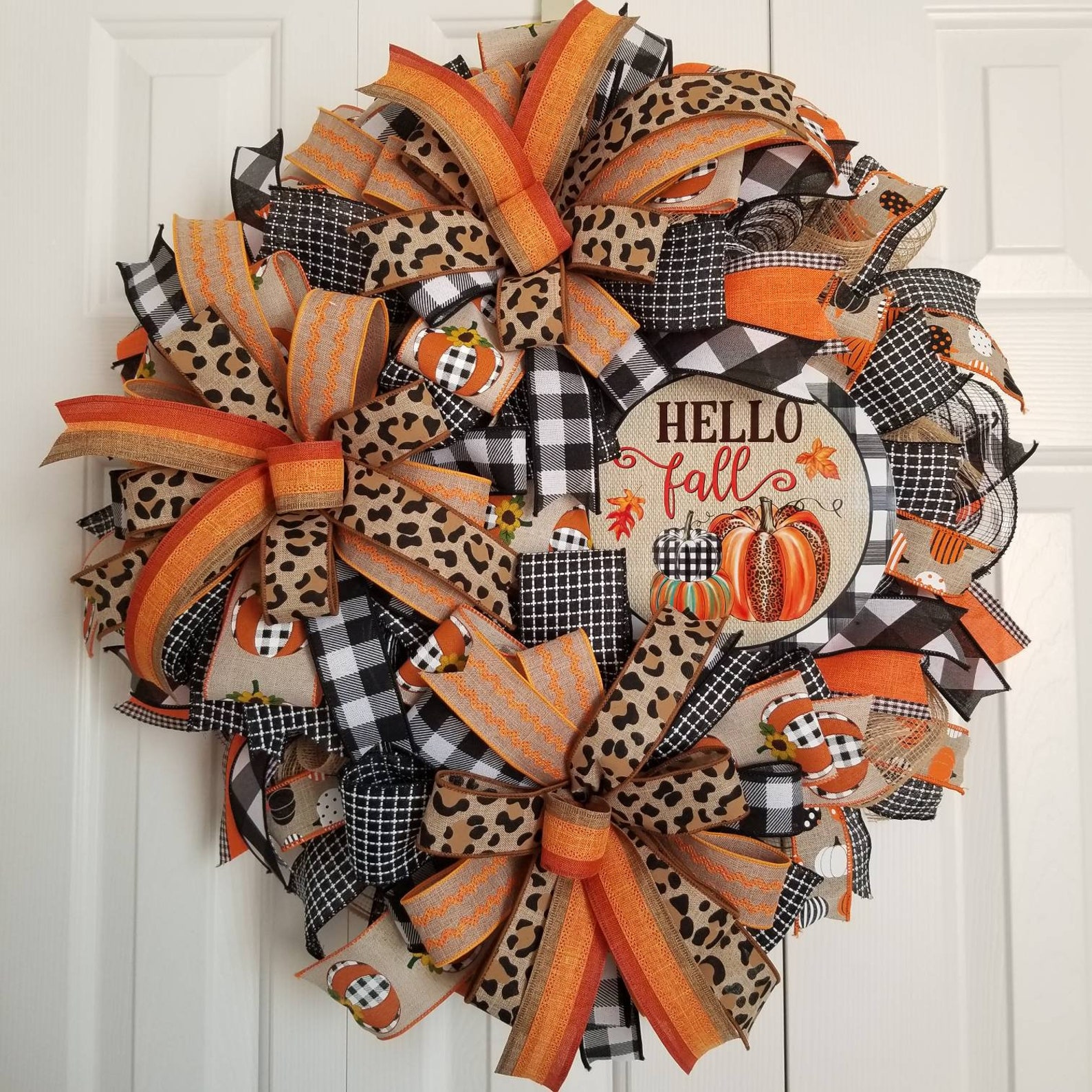 Fall Leopard Wreath Pumpkin Wreath Deco Mesh Wreath Autumn - Etsy