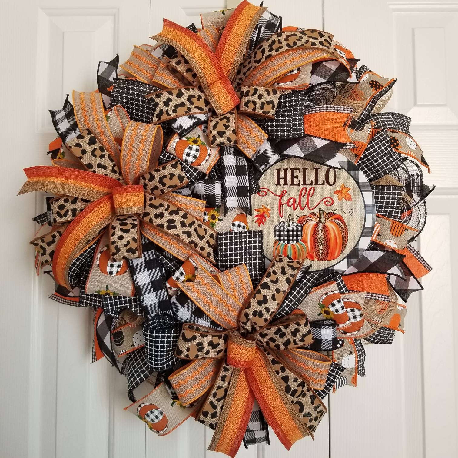 Fall Leopard Wreath Pumpkin Wreath Deco Mesh Wreath Autumn - Etsy