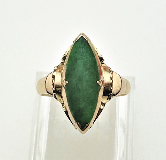 Vintage Chinese 18ct Yellow Gold Jade Ring Fully Hal Gem