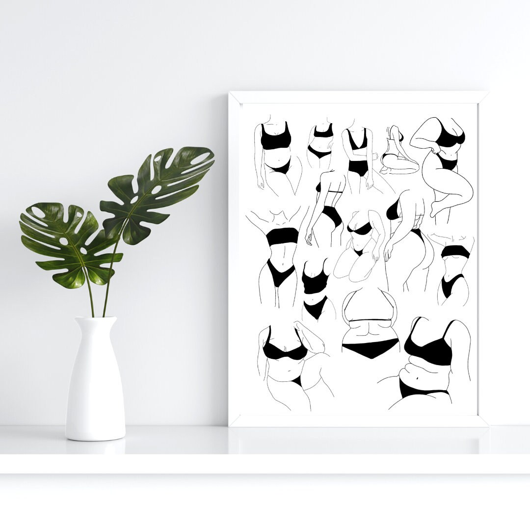 All Bodies Are Beautiful Poster - Digital Download - Line Art - Women's ...