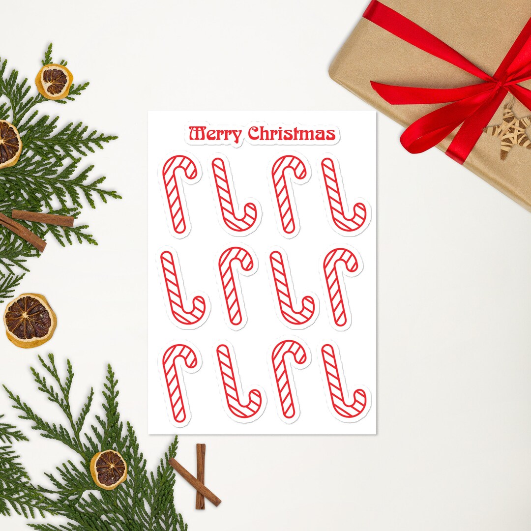 Merry Christmas Candy Cane Sticker Sheet Fun Christmas - Etsy