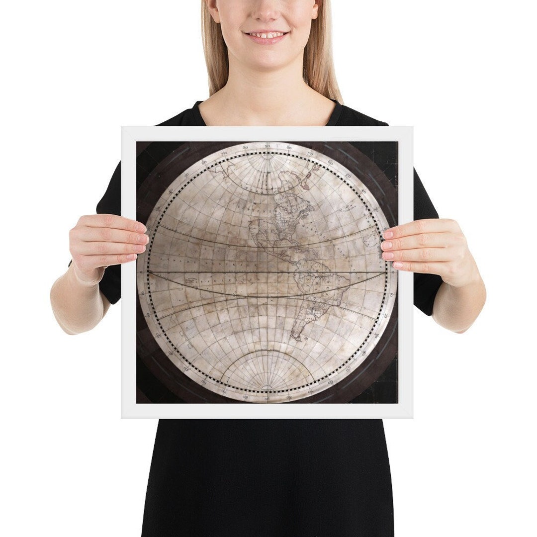 Vintage Steampunk Map - Western Hemisphere Reproduction Fine Art Framed ...