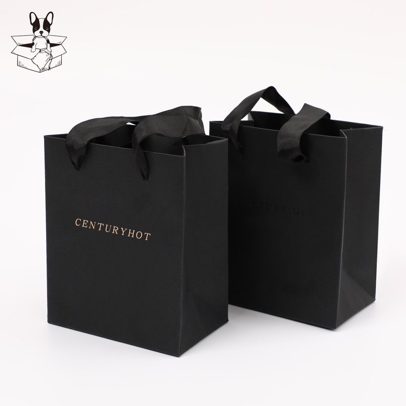 50 Black Custom Logo Paper Shopping Bag - Etsy