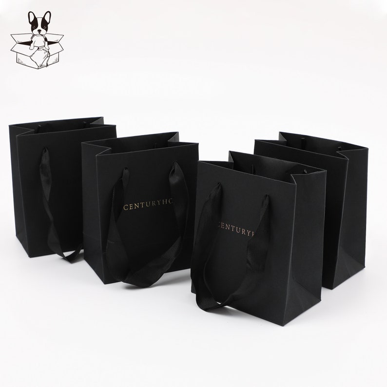 50 Black Custom Logo Paper Shopping Bag - Etsy