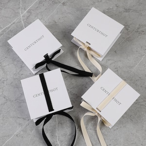 50pcs White Ribbon Gift Box Custom Necklace Box With Microfiber Bag ...