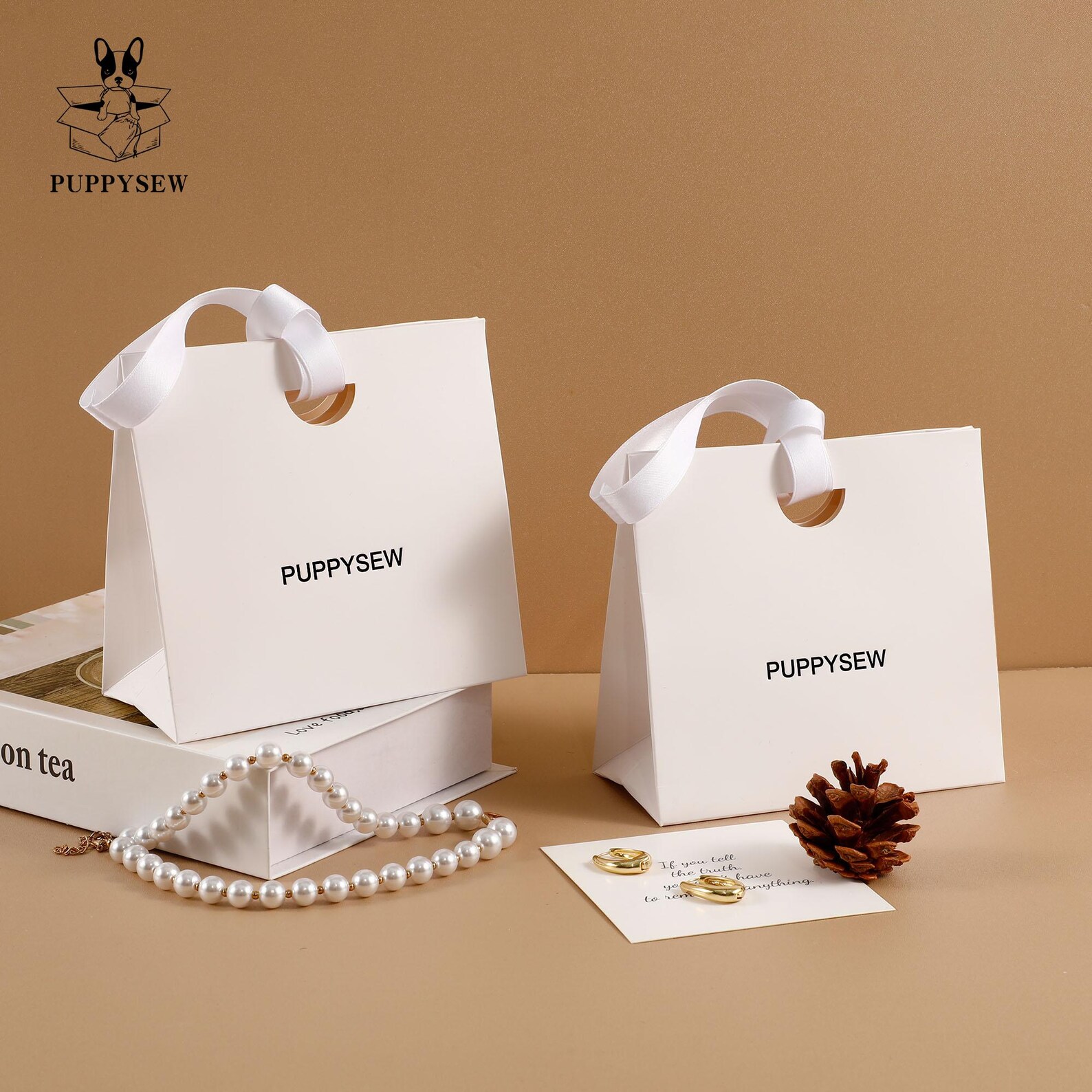 Custom Kraft Paper Gift Bags With Logo & Ribbon – Thick Texture ...