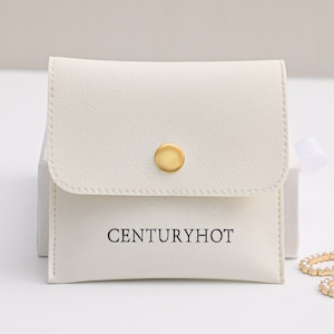 50 White Bag Snap Pocket Faux Leather Bag Jewelry Pouch, Snap Pocket ...