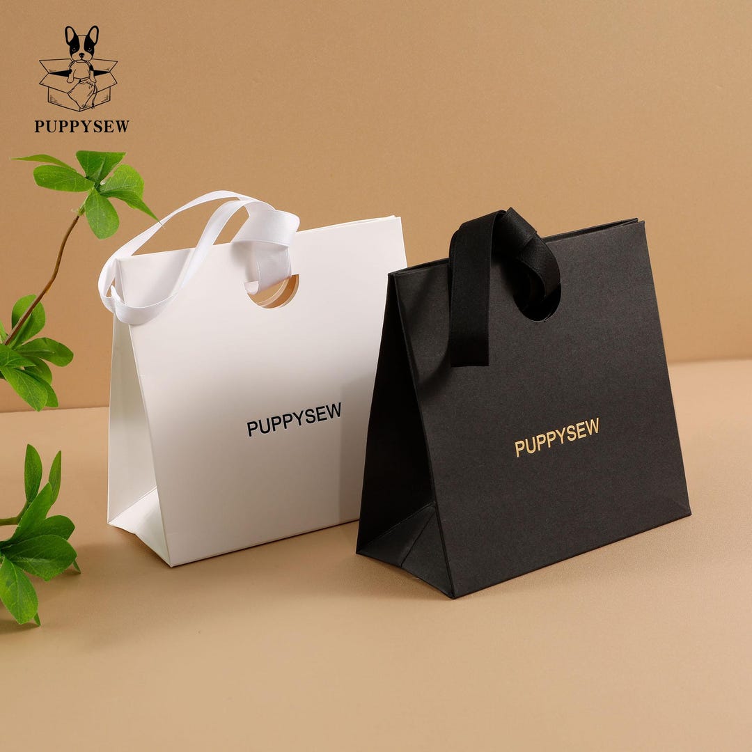 Custom Kraft Paper Gift Bags With Logo & Ribbon – Thick Texture ...