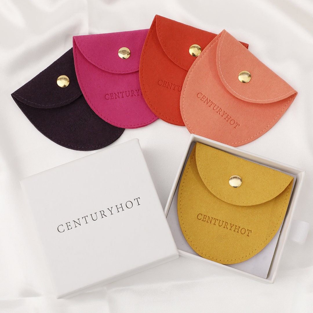 50 Personalized Embossed Logo Print Microfiber Jewelry Bags Custom ...