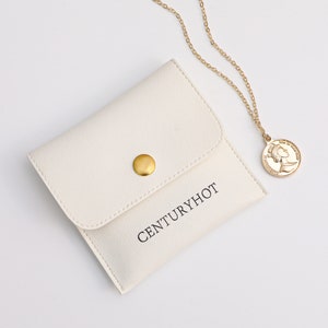 50 White Bag Snap Pocket Faux Leather Bag Jewelry Pouch, Snap Pocket ...