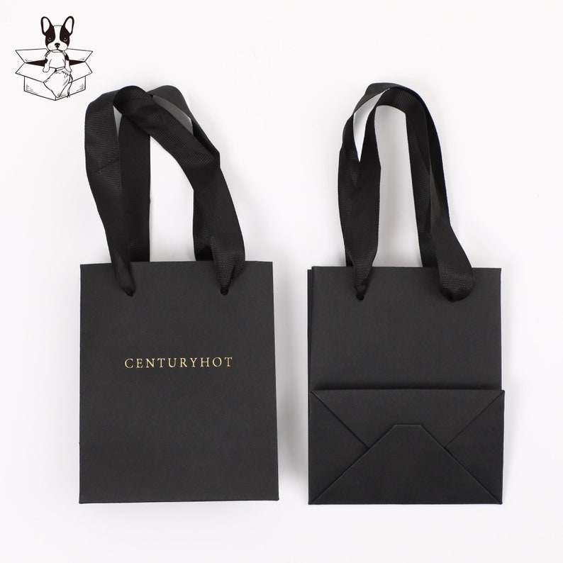 50 Black Custom Logo Paper Shopping Bag - Etsy