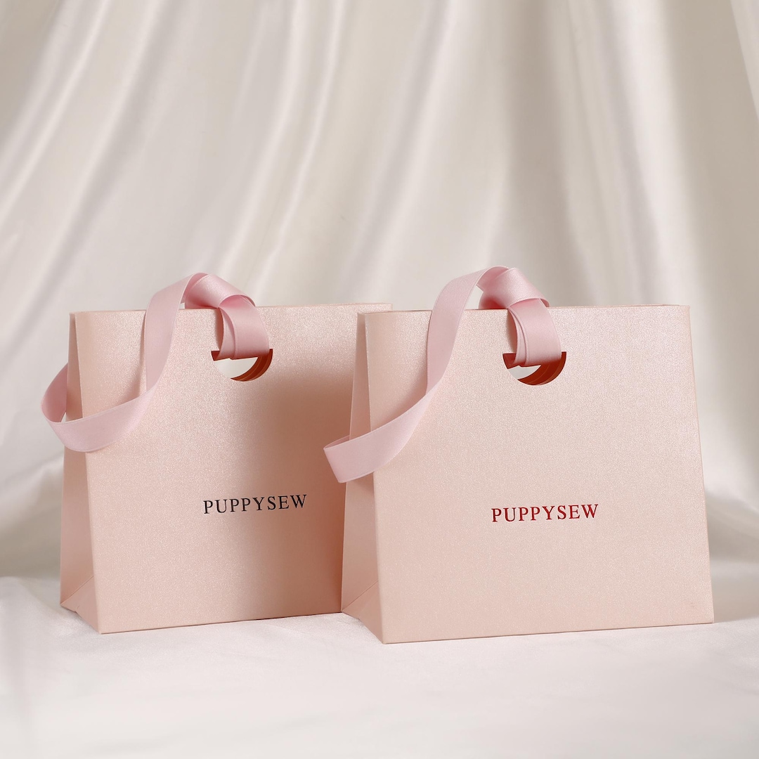 Custom Pink Ribbon Paper Bags, Luxury Boutique Packaging, Personalized ...