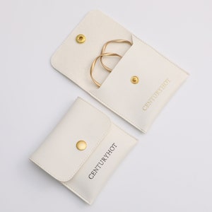 50 White Bag Snap Pocket Faux Leather Bag Jewelry Pouch, Snap Pocket ...