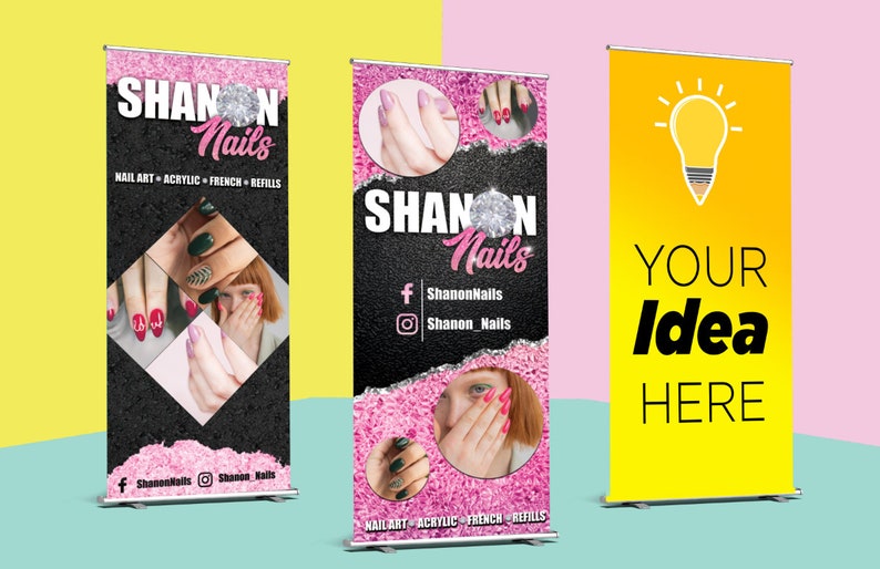 Retractable Banner, Nails Salon Banner, Business Sign Banner, Brand ...