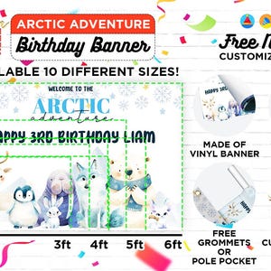 Arctic Birthday Banner, Arctic Party Decorations, Xmas Birthday Vinyl ...
