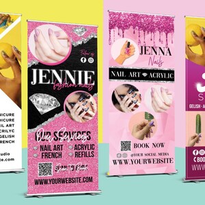 Nails Sign Business Banner, Retractable Banner Custom Sign, Nails ...