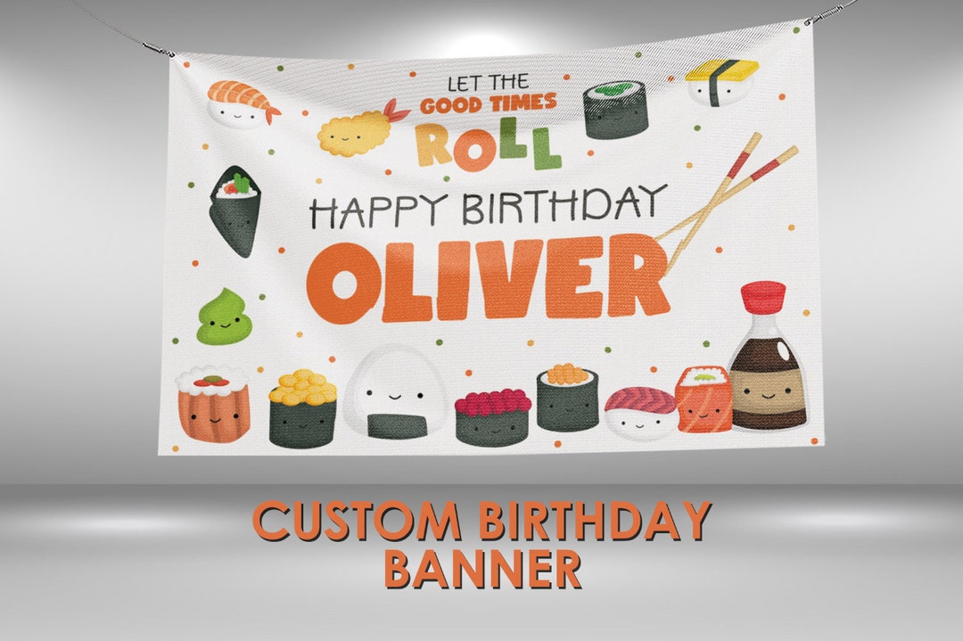 Japanese Birthday Banner, Sushi Party Decoration Party Banner, Custom ...
