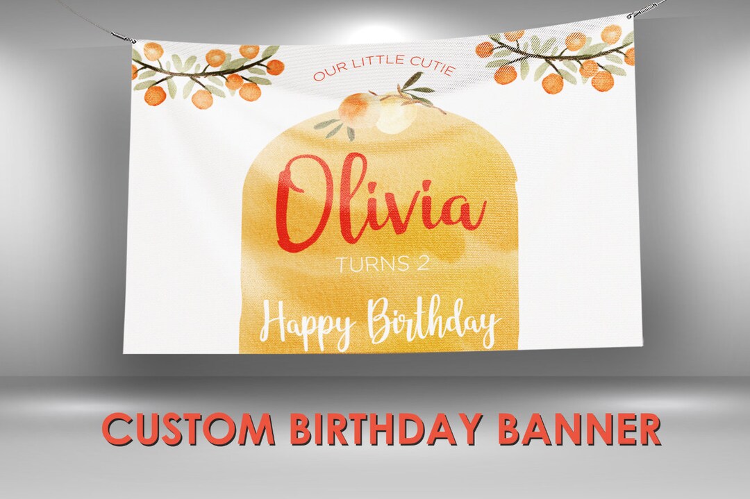Citrus Orange Birthday Banner, Orange Decoration Custom Party Banner ...