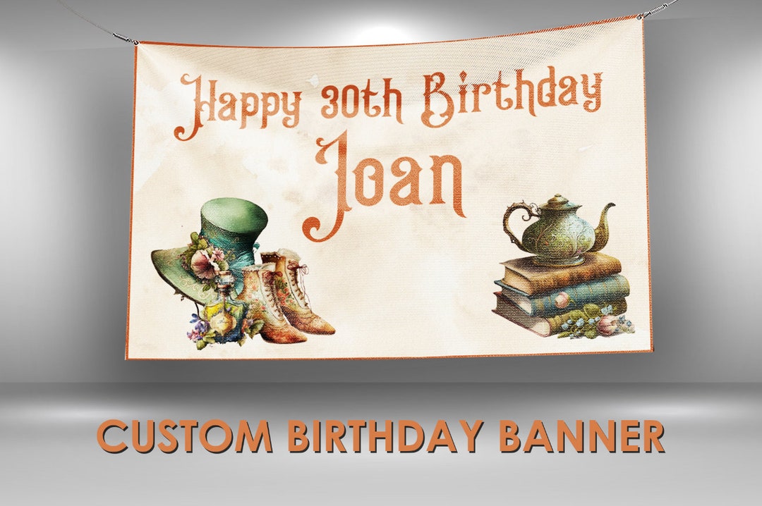 Victorian Birthday Banner, Antique Victorian Party Decor, Victorian ...