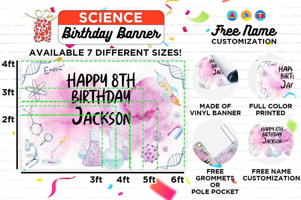 Science Birthday Banner Science Birthday Party Banner - Etsy