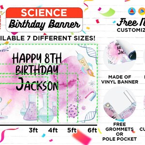 Science Birthday Banner, Science Birthday Party Banner, Science Theme ...