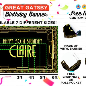 Great Gatsby Birthday Banner, 20s Party Great Gatsby Party Themed ...