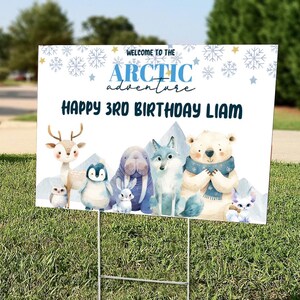 Arctic Birthday Banner, Arctic Party Decorations, Xmas Birthday Vinyl ...