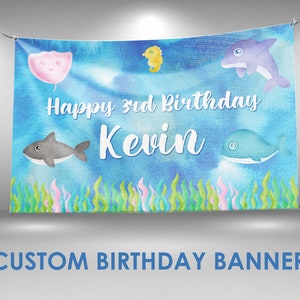 Under the Sea Birthday Banner, Under Water Party Decor, Custom Vinyl ...