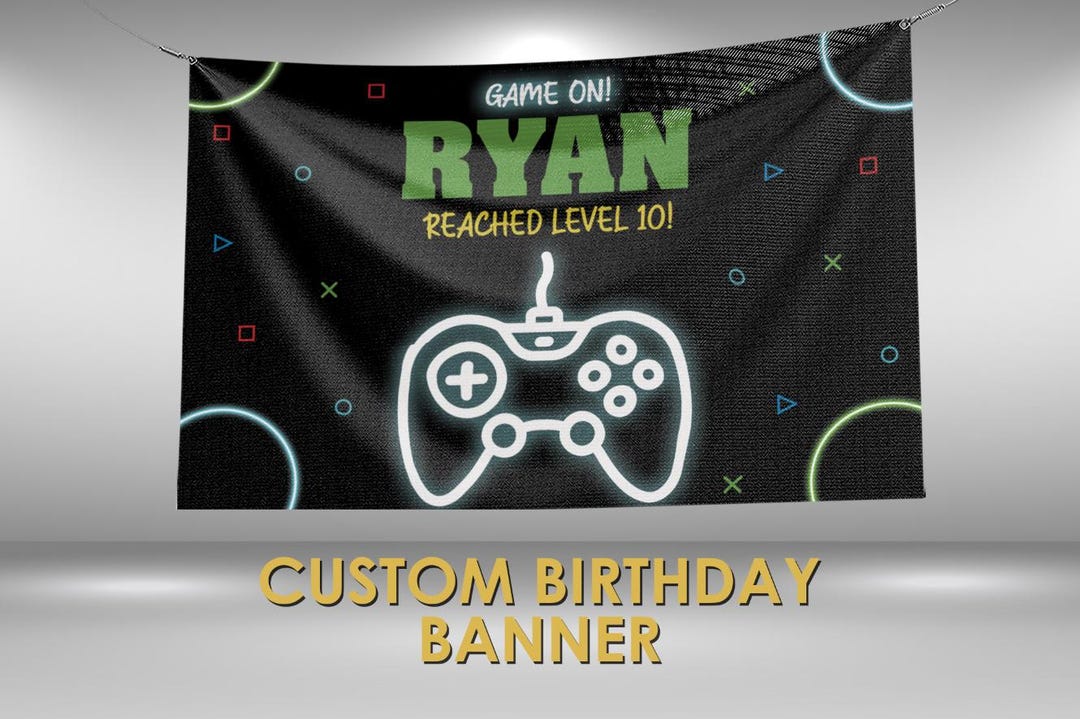 Videogame Birthday Banner, Gamer Party Banner Decorations, Videogame ...