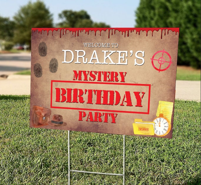 Mystery Birthday Banner, Murder Mystery Party Decor, Custom Vinyl ...