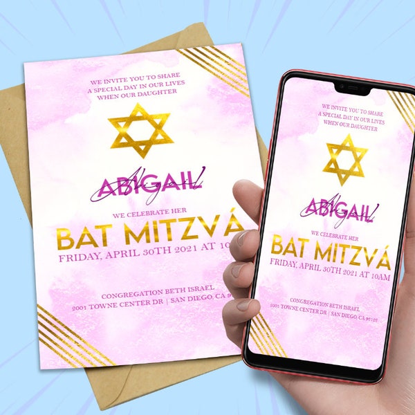 Bat Mitzvah Invitation - Etsy