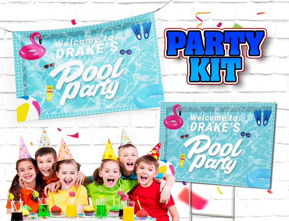 Pool Birthday Banner, Pool Party Decorations, Custom Vinyl Banner ...